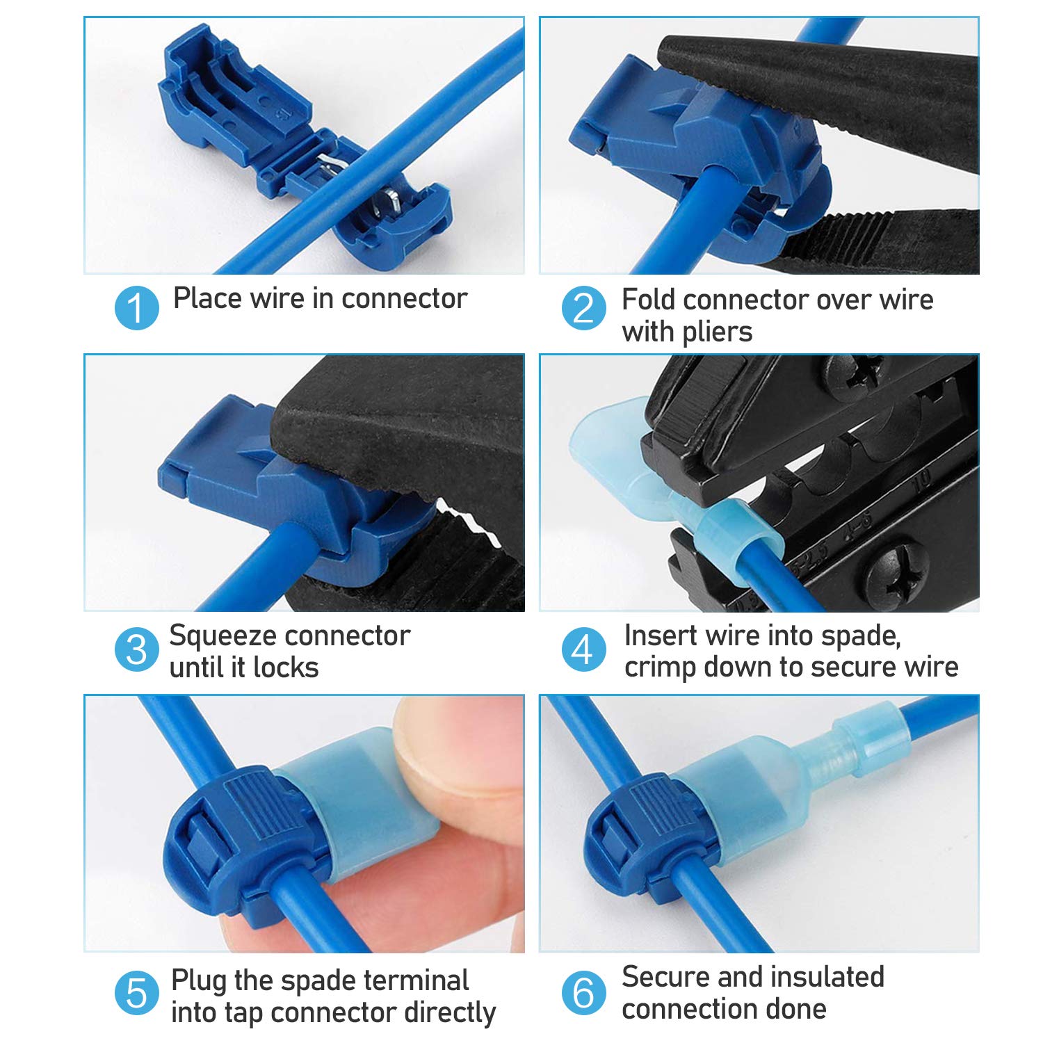TICONN 120Pcs T Tap Wire Connectors, T Wire Quick Splice Connector, T Connectors for Wiring with Storage Case (120Pcs)