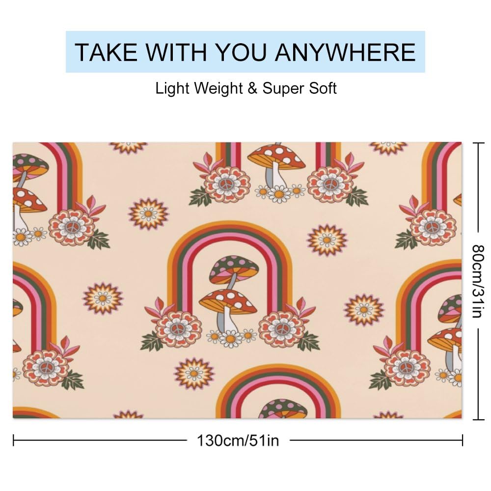 ZHIMI Beach Towels Oversized Boho Rainbow Flowers Mushroom Hand Bath Towel Pool Towels Microfiber Absorbent Sand Free Quick Dry Towels for Bathroom Gym Camping Women Men 31x51Inch