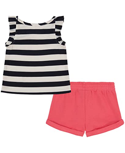 Tommy Hilfiger Baby Girls 2 Pieces Short Set, Bright White/Hot Pink, 24M US