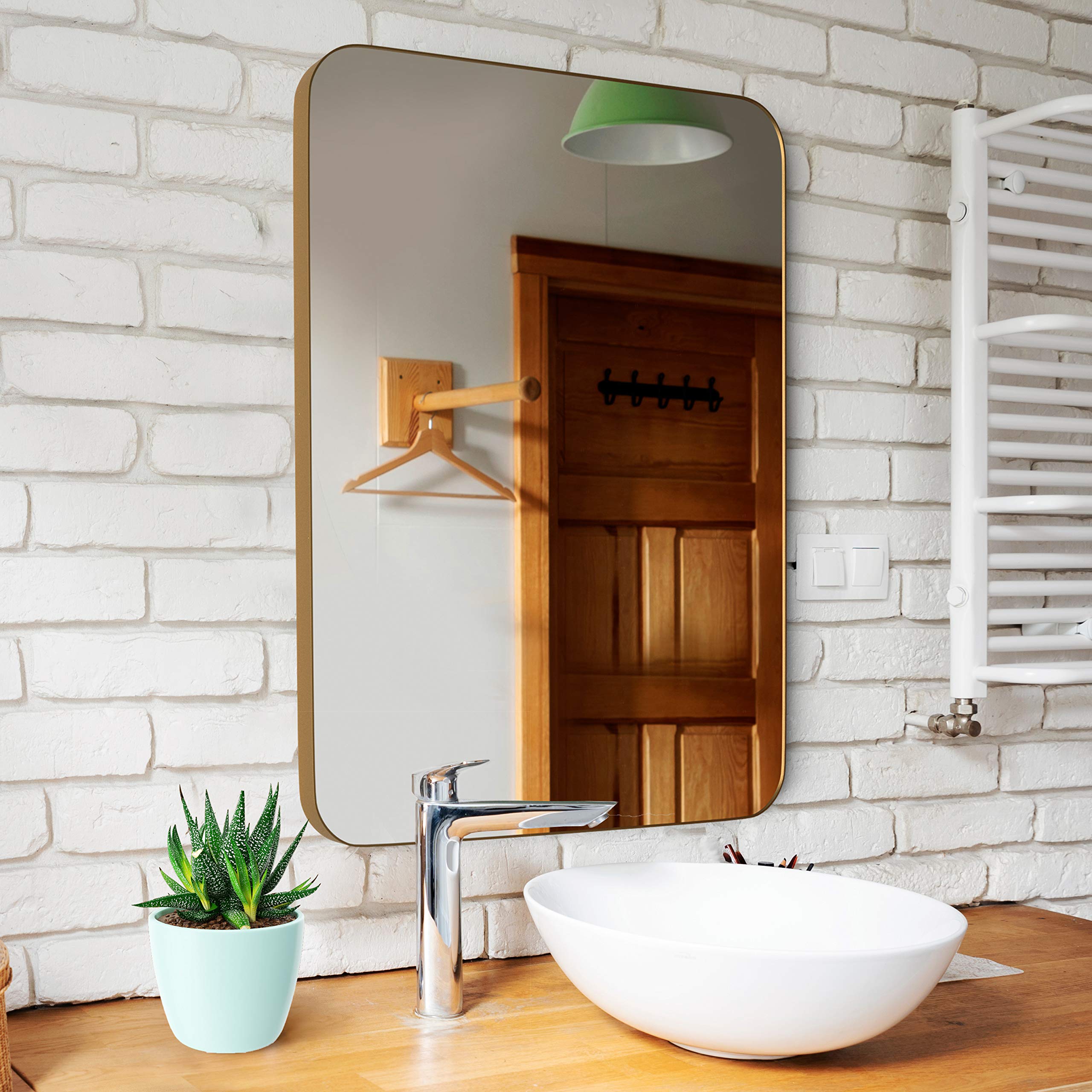 UPLAND OAKS Full Length Mirror for Floor & Wall in Bedroom – Seamless Metal Frame – Big & Tall Large Full Body Mirror – Leaner Mirror Size 65" x 21" (Silver, Slim Lip)