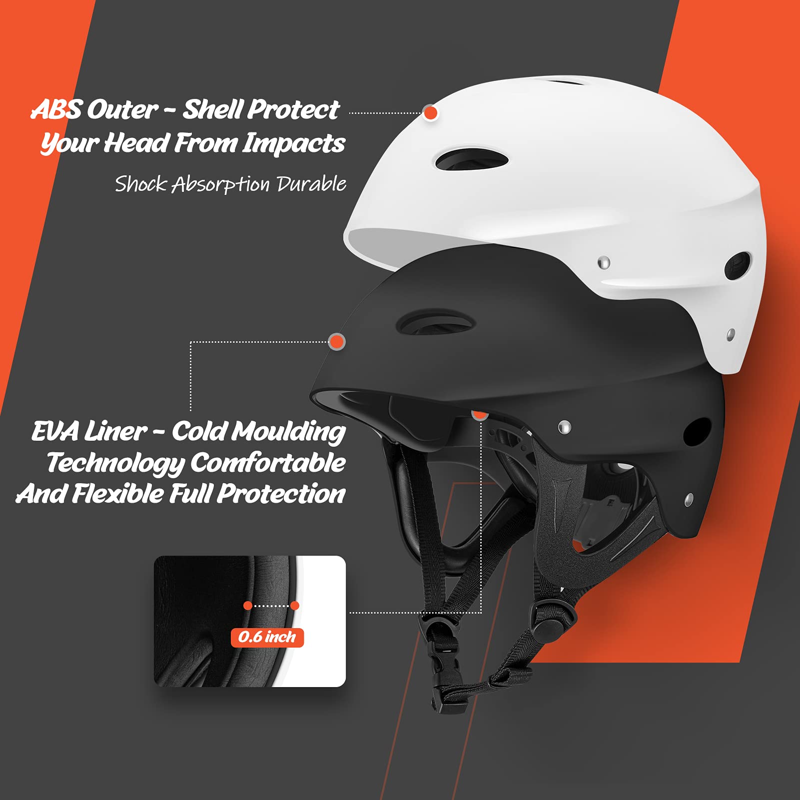 Vihir Adult Water Sports Helmet with Ears - Adjustable Helmet,Perfect for Kayaking, Boating,Surfing
