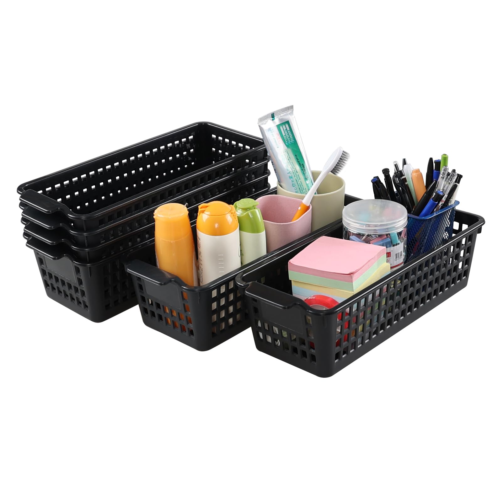 Wekioger 6-Pack Small Desktop Storage Basket, Black