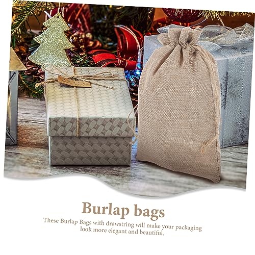 VILLCASE 10Pcs gift box Large Drawstring Bags Linen Burlap comb convenience bag Burlap bag cloth bag candy small Christmas Drawstring Bags For Gifts bulk gift Cotton linen gift bag