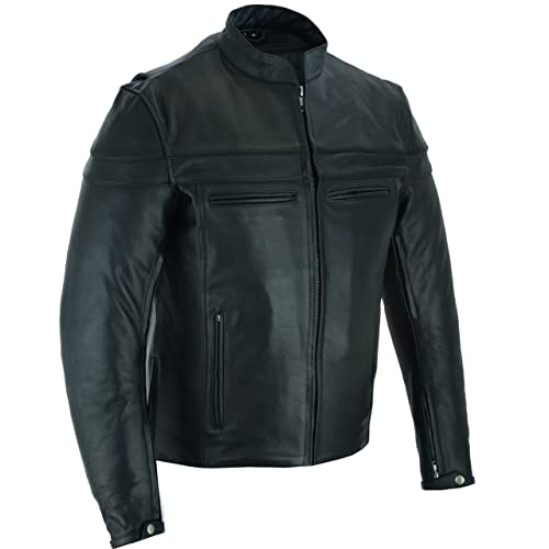 Vance Leather's Men's Premium Leather Motorcycle Racer Jacket with Vents Reflective Piping and CCW Pockets (2XL)