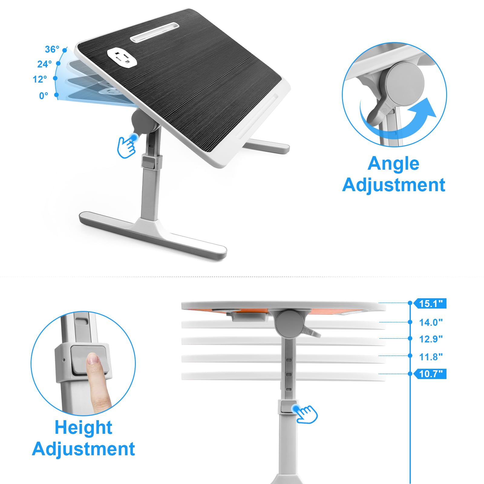 YOUXLGD Bed Desk for Laptop, Adjustable Laptop Desk with Foldable Legs Storage Drawer,Lap Desk for Laptop, Portable Lap Desk for Writing Working Reading Eating