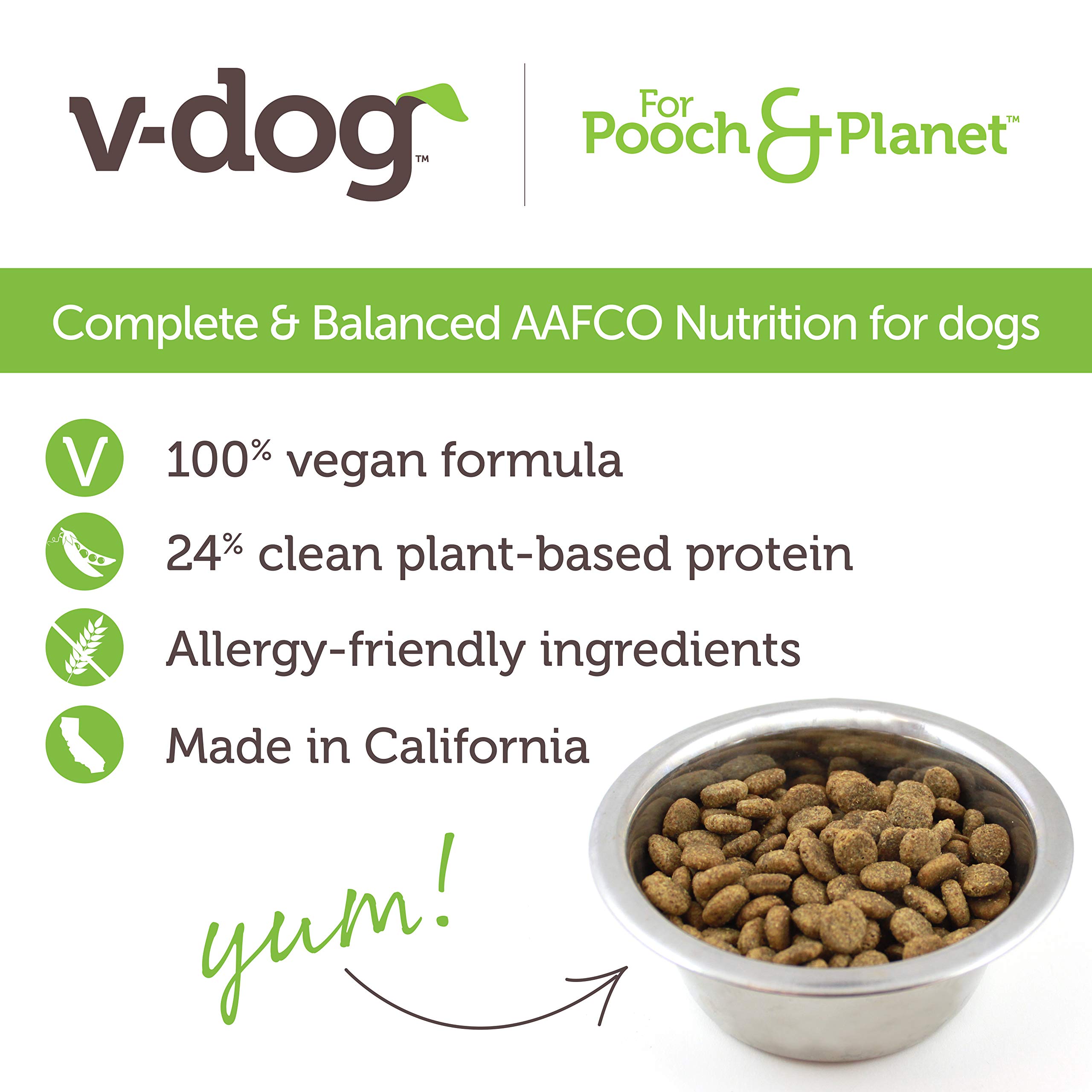 V-dog Vegan Kibble Dry Dog Food, 20 lb, with Plant Based Protein