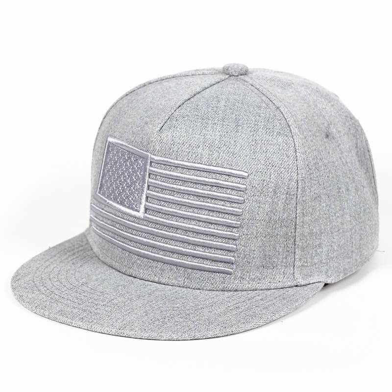 Uphily Black USA American Flag Flat Brim Bill Hat - High Profile Patriotic Snapback Baseball Cap for Men or Women