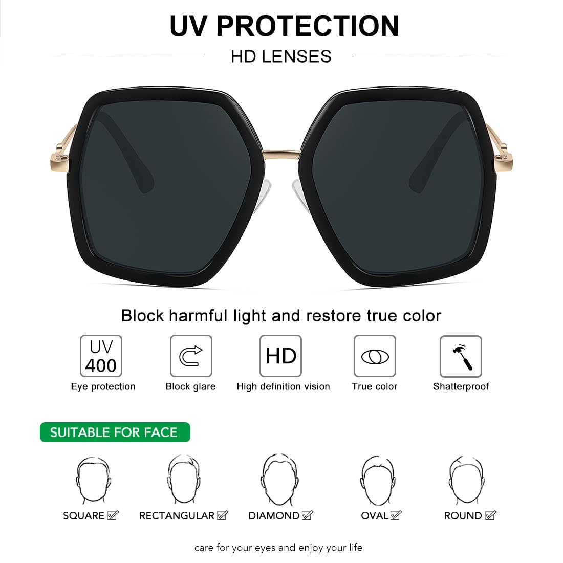 WOWSUN Oversized Big Fashion Sunglasses for Women Irregular Large Shades UV Protection