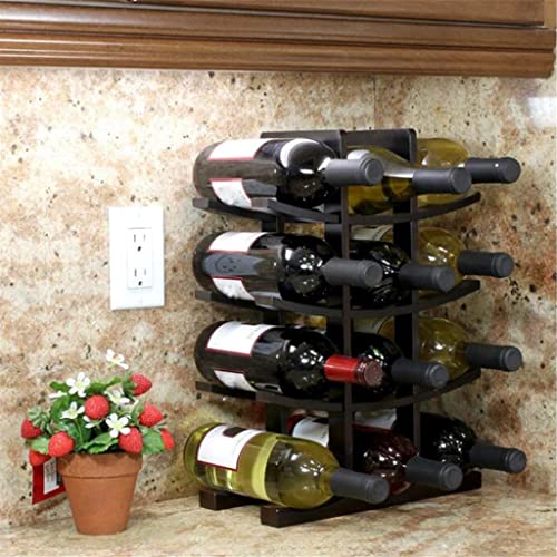 WENLII Wooden Wine Rack 12 Bottles Bar Kitchen Dining Room Storage Wine Rack Home Countertop Wine Rack