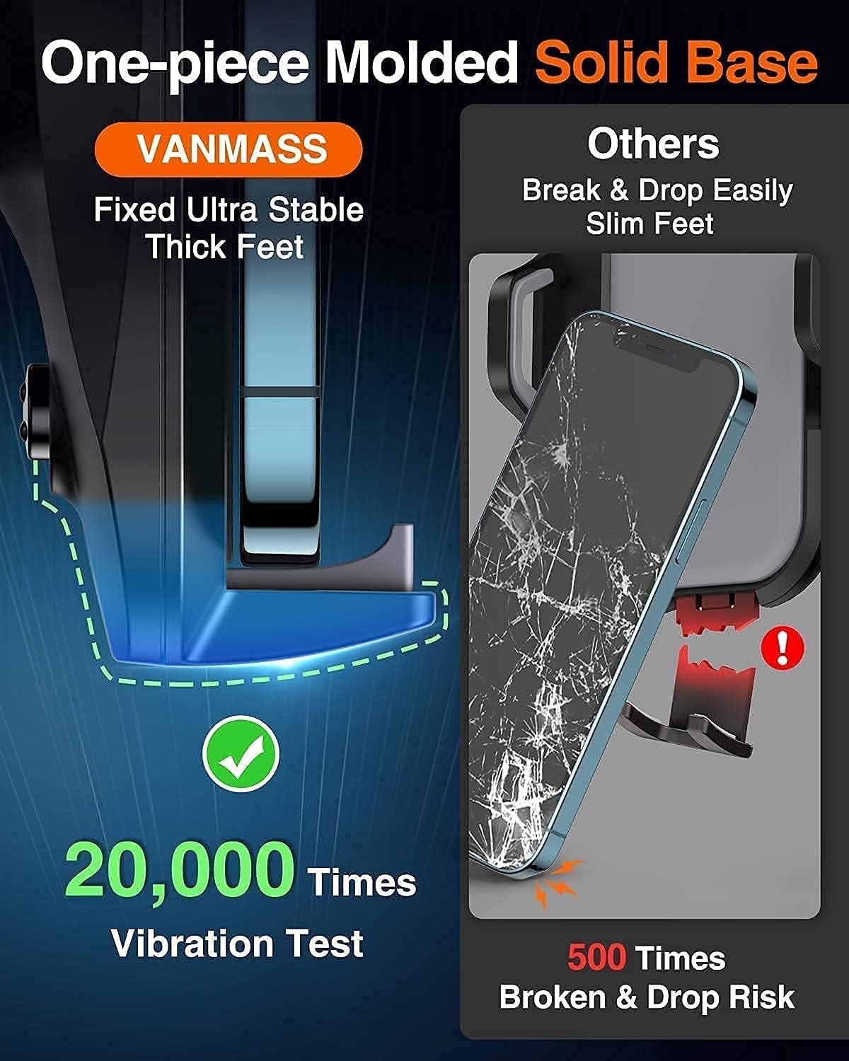 VANMASS [2023 Upgraded Car Dashboard Phone Holder Mount [Super Suction Cup] Compatible for iPhone 13 Pro Max 12 11 X Xr 8 7 Plus Mini Se Universal Cell Phone Windshield Vent Handsfree Cradle,Bronze