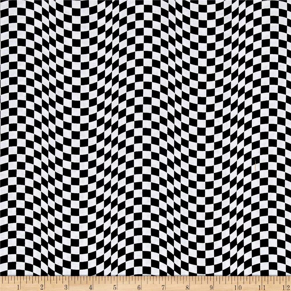 Timeless Treasures Race Cars Black & White Checkered Flag, Fabric by the Yard