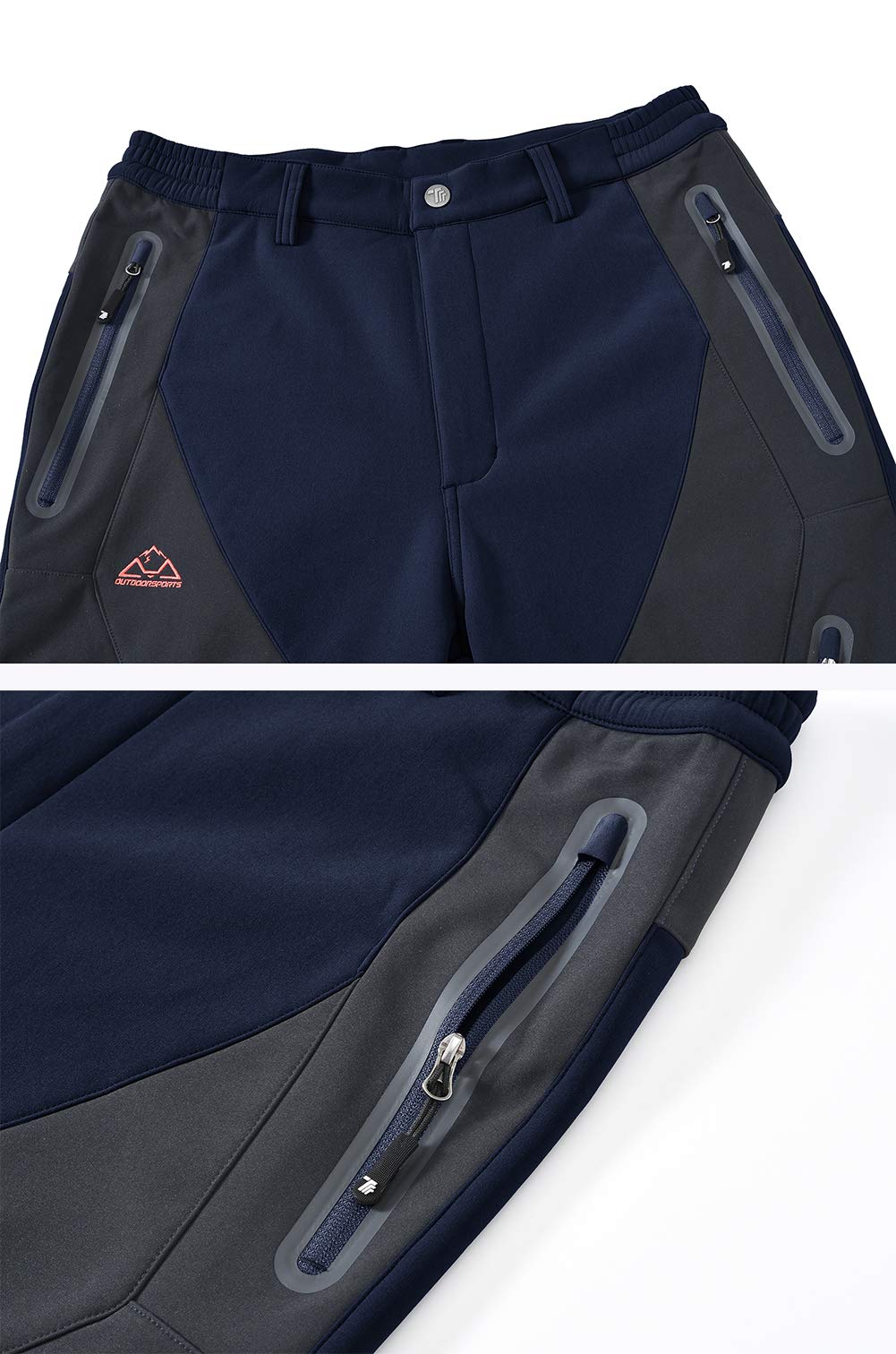 YSENTO Men's Mountain Cargo Insulated Pants Waterproof Hiking Camping Fishing Climbing Quick Dry Pants Navy Size 34