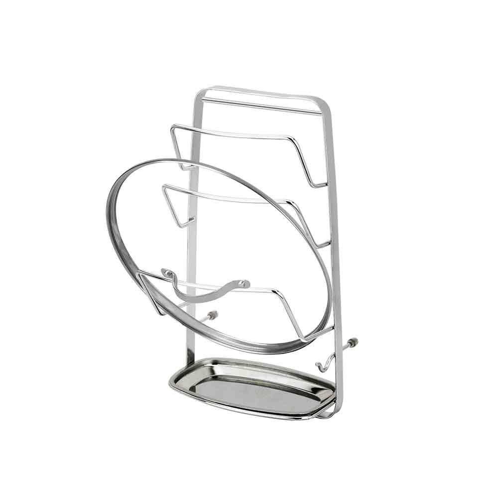 WUDILU 3 Layer Silver Anti-Fall Stainless Steel Drying Pan Pot Rack Cover Lid Rest Stand Spoon Holder Kitchen Tool