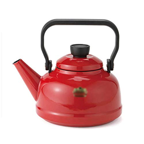 ZNZN Enamel Kettle Red Teapot Thickened Straight Fire Large Capacity Creative Kettle with Comfortable Handle (2.3L /77.7OZ) Multifunctional Water Kettle