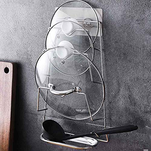 WUDILU 3 Layer Silver Anti-Fall Stainless Steel Drying Pan Pot Rack Cover Lid Rest Stand Spoon Holder Kitchen Tool