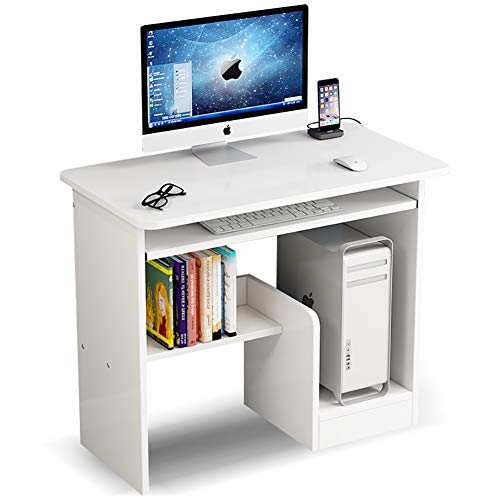 ZZenSmot Modern Simple Wooden Multi-Functional Computer Desk with Keyboard Tray for Work Desk Writing Desk Home Office Easy to Assemble-B L27.5 * 18.8*h28.3inch
