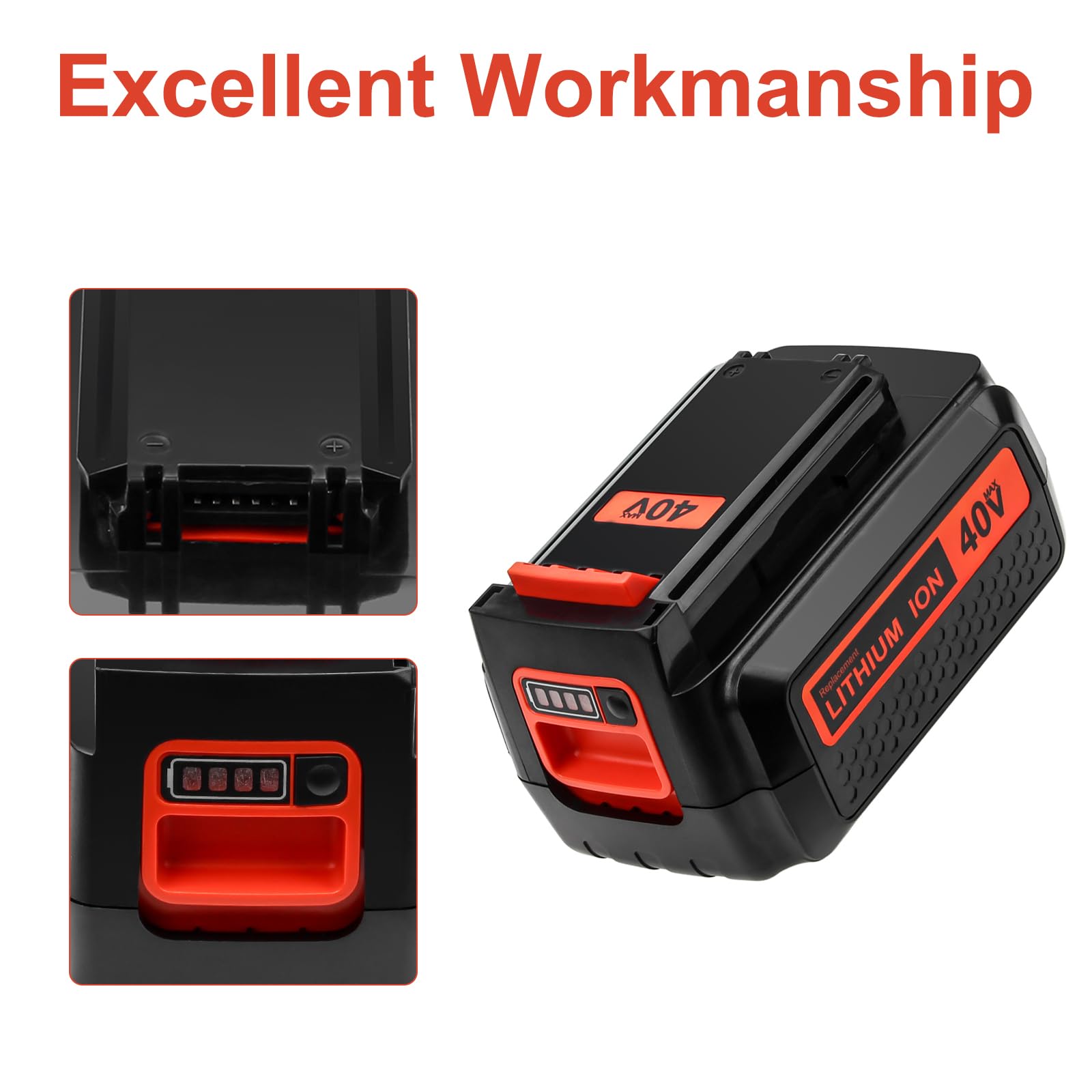 TOPBATT 2-Pack 3000mAh 40 Volt Max Battery Replacement for Black and Decker 40V Lithium Battery LBX1540 LBX2040 LBX2540