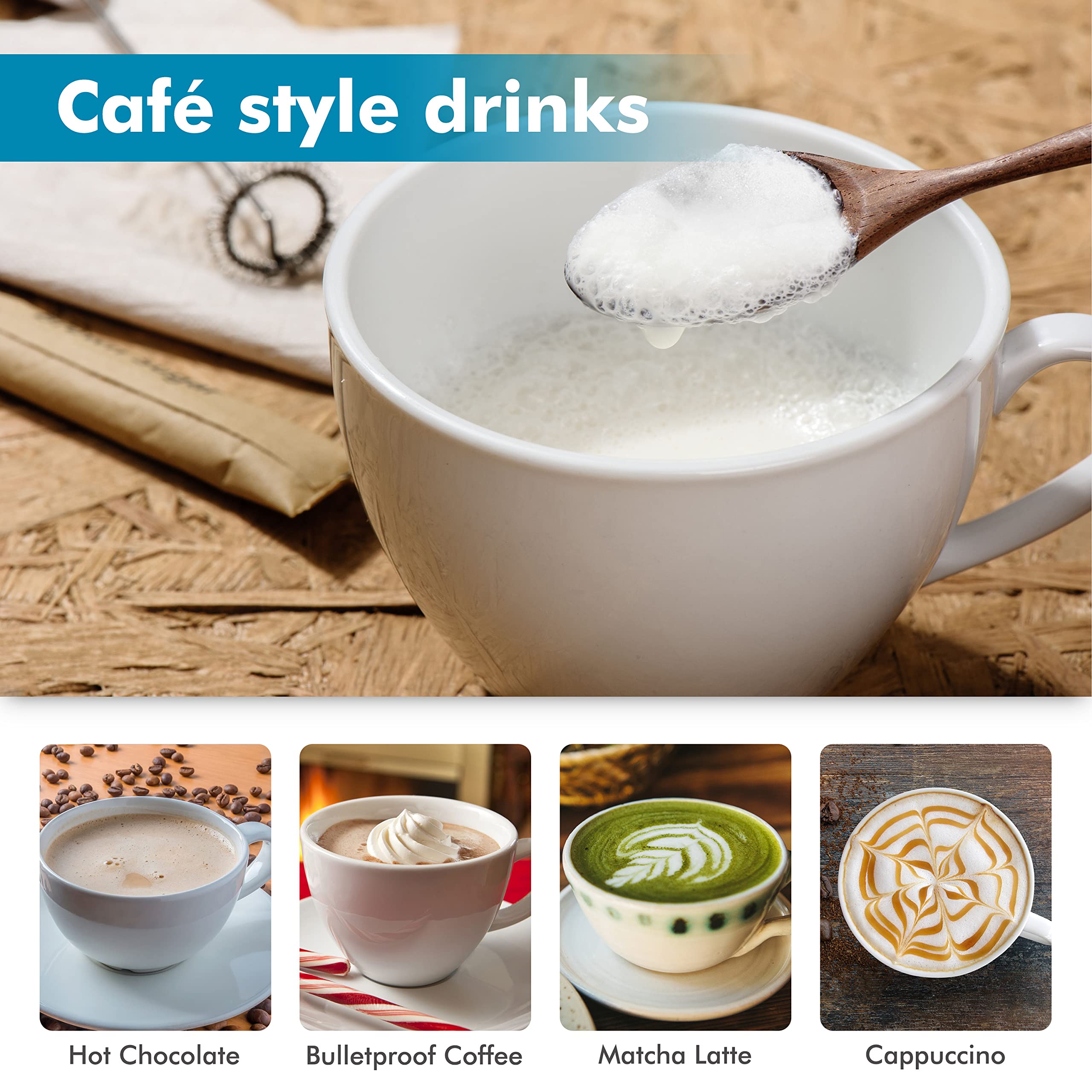 Venigo Handheld Milk Frother, Battery Operated Electric Foam Maker for Drink Mixer, Perfect for Bulletproof Coffee, Matcha, Cappuccino And Hot Chocolate (Green)