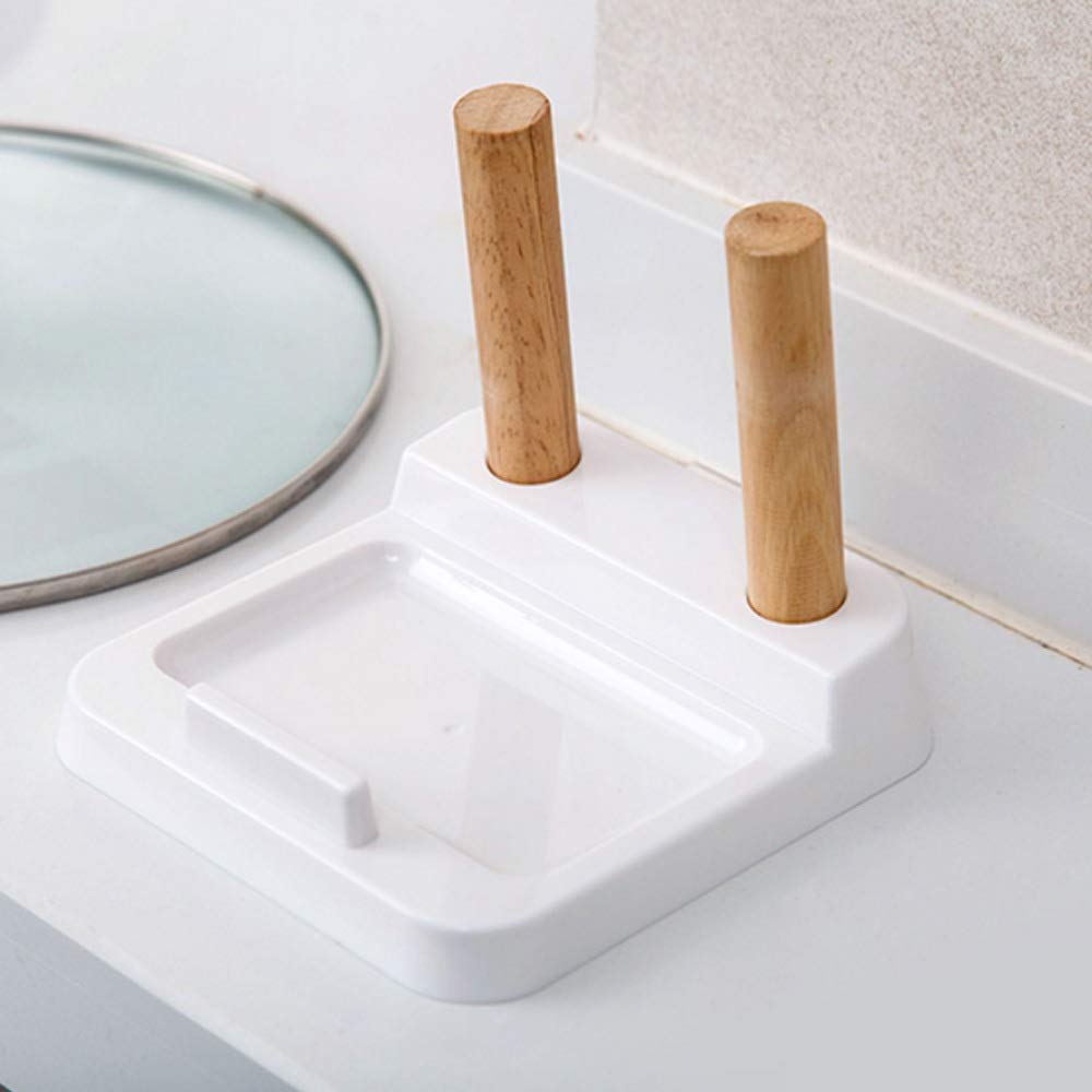 WUDILU Wooden Pot Rack Spoon Holder Pan Cover Lid Rest Stand Home Applicance Drain Rack The Goods for Kitchen Accessories