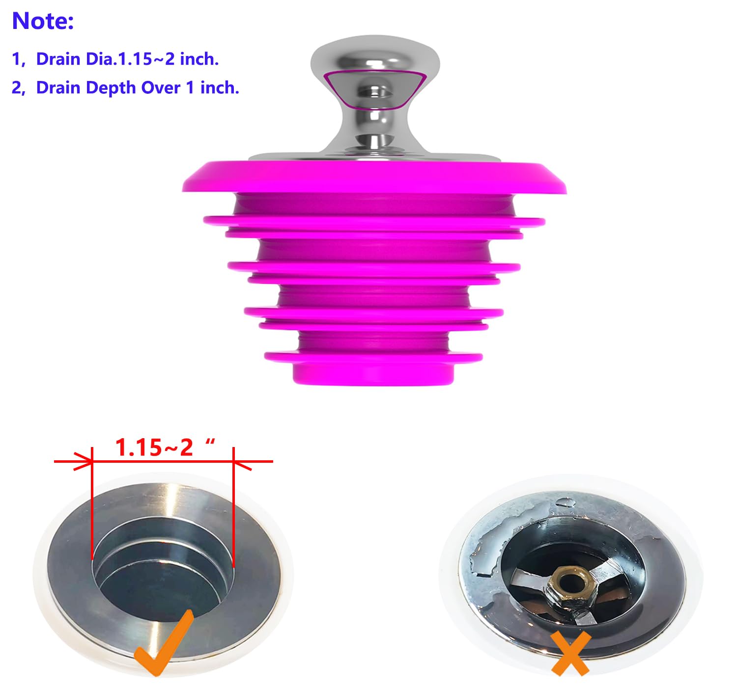 XAJOON Tub Stopper, Washbasin Stopper,Bathtub Plug, Silicone Bathtub Stopper (Pink,Patented Product)