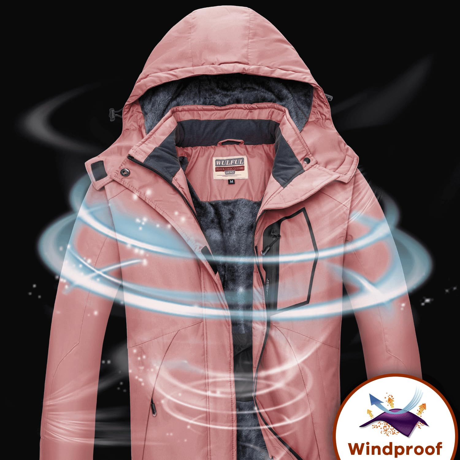 WULFUL Women’s Waterproof Snow Ski Jacket Mountain Windproof Winter Coat with detachable hood