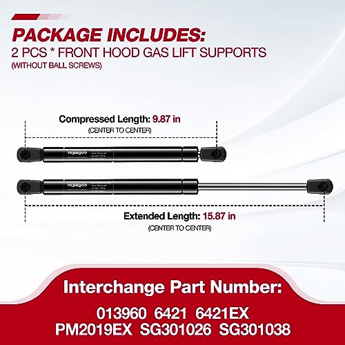 Vepagoo 6421 Rear Window Glass Gas Struts Shocks for Ford-Excursion 2000-2005 1.5" Higher Than OEM, 013960, PM2019EX,Set of 2