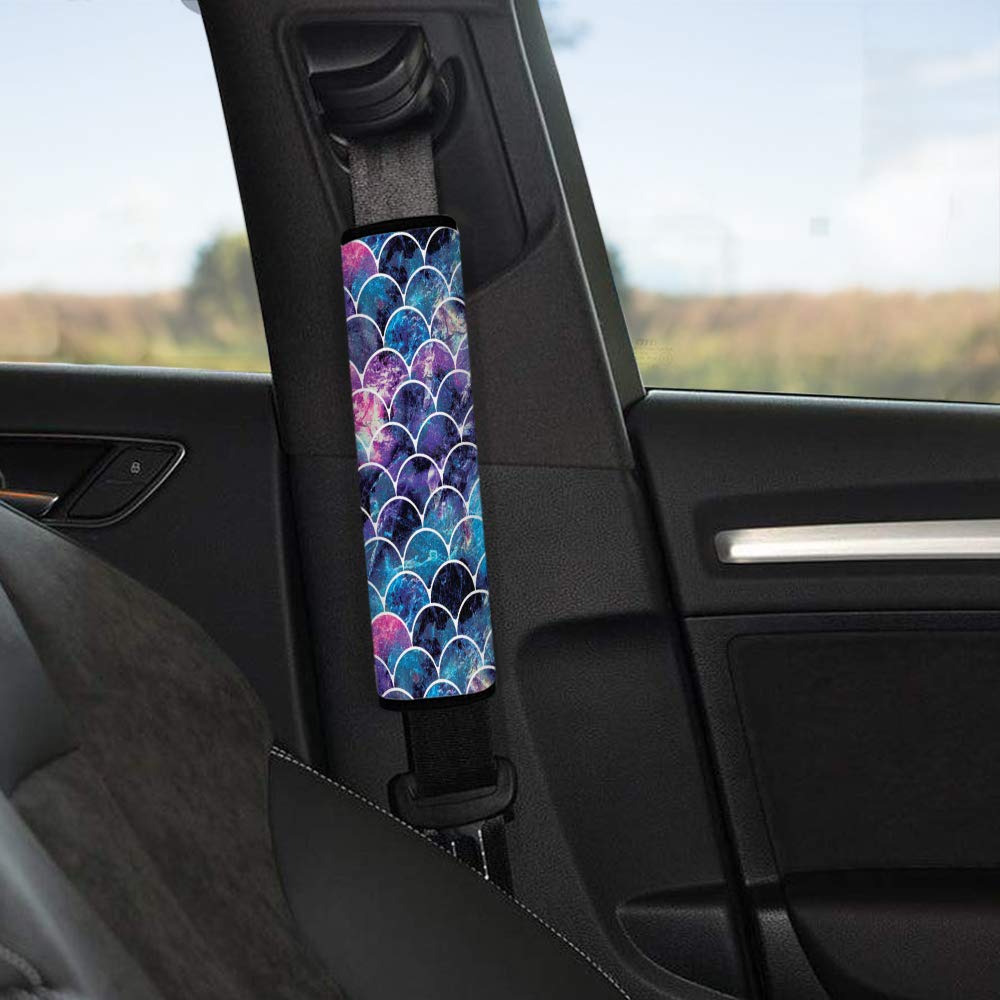 WIRESTER Soft Car Safety Seat Belt Shoulder Pad Cover Design, Cushion Harness Comfortable Pad - Mosaic Mermaid Scale