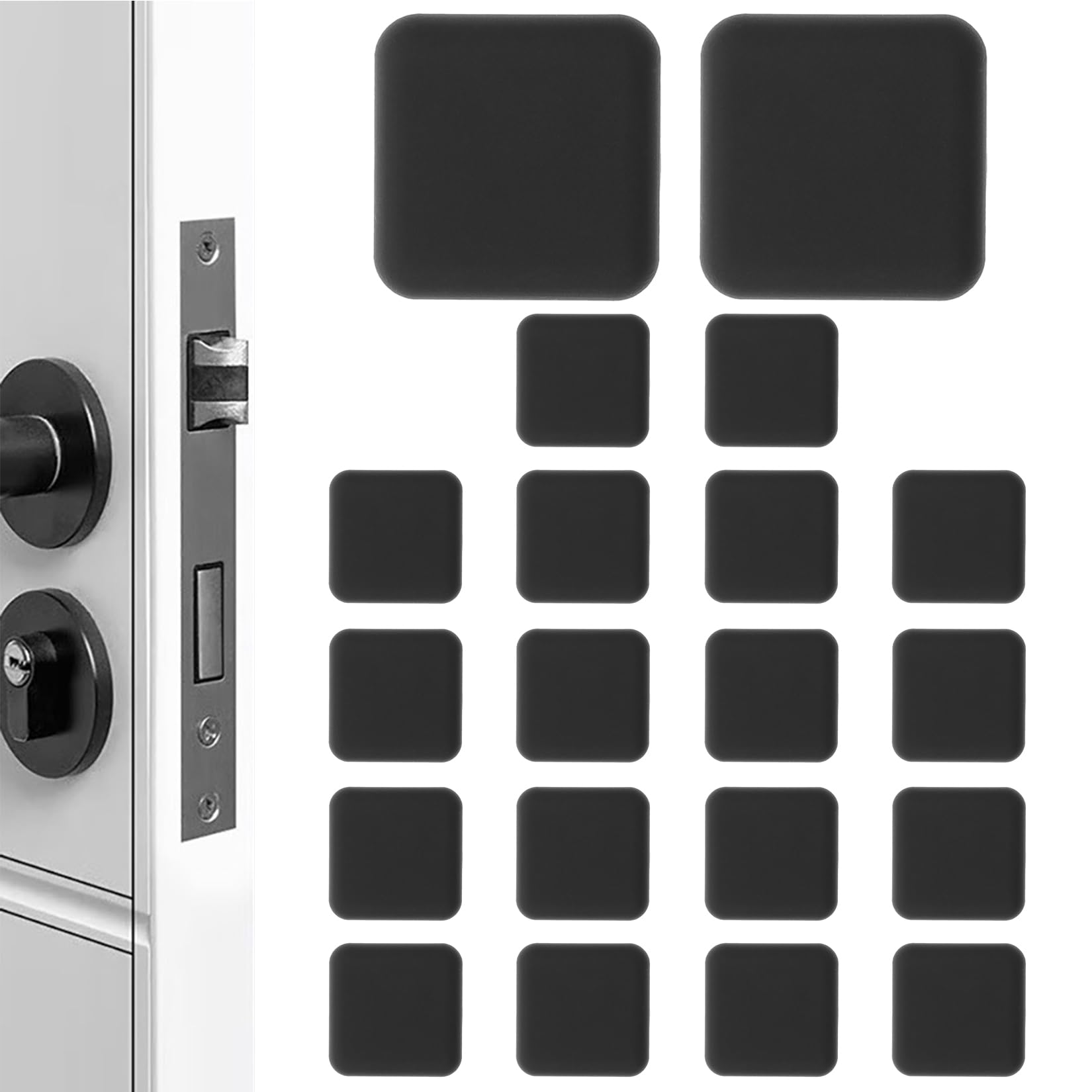 XhjzgcTech 20 Pcs Silicone Door Bumper, Door Stoppers Wall Protectors from Door Knobs,Self Adhesive Door Knob Guards, Door Handle Bumper Wall Shield, Crash Pad for Wall Home Office - Black