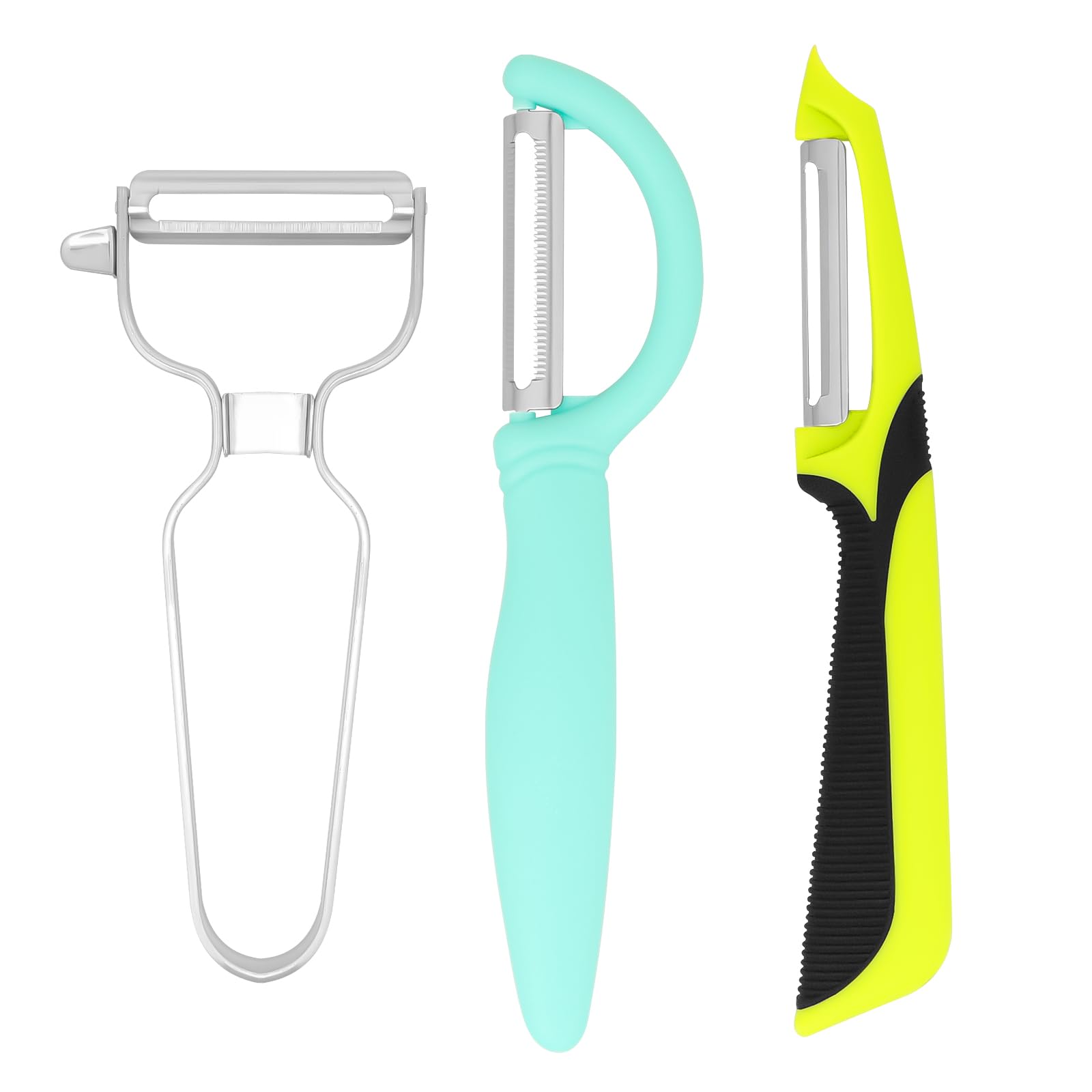 Zuzulopo Set of 3 Vegetable Peelers with Straight Peeler,Serrated Peeler for Kitchen,for Fruit,Carrot,Veggie,Potatoes Peeler,Sharp Blade,Good Grip,Dishwasher Safe