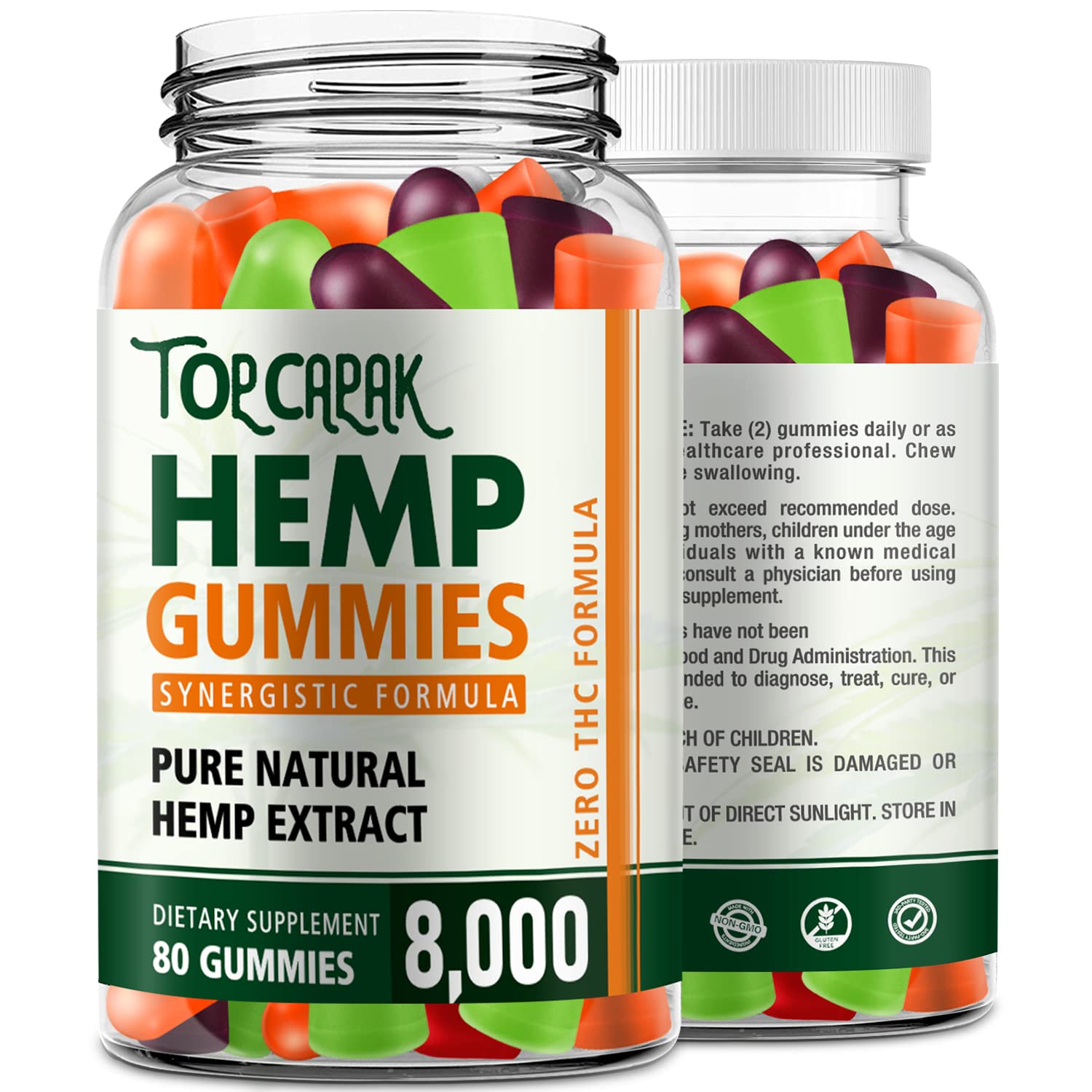 TOPCAPAK Organic Gummies Natural Edibles Fruity Flavor Made in USA