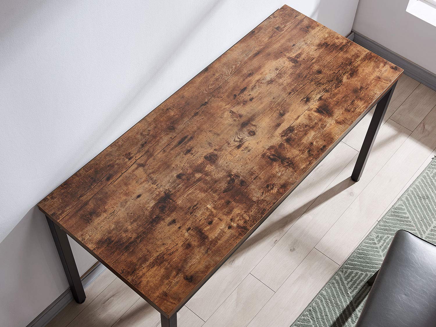 Vinext Computer Desk 55'', Industrial Home Office Desks, Study and Work Desk, PC Laptop Table, Dining Table, Black Metal Frame, Rustic Brown