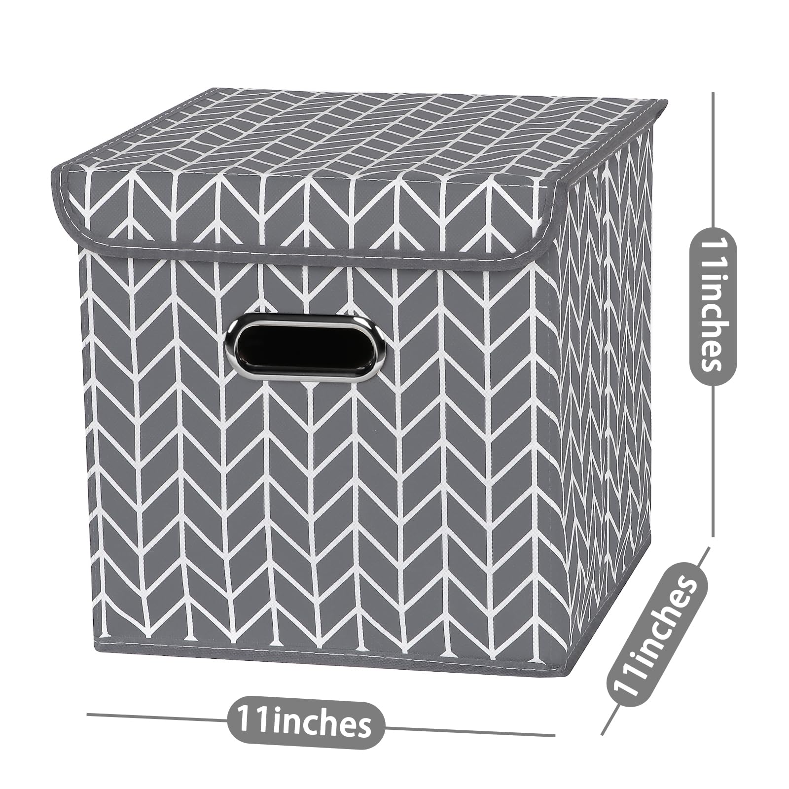 Yunkeeper Collapsible Storage Bins with Lids,Fabric Cube Storage Organizer With Handles,For Clothes Storage,Home, Nursery,Closet Office Basket,3 Pack,(Gray Wave