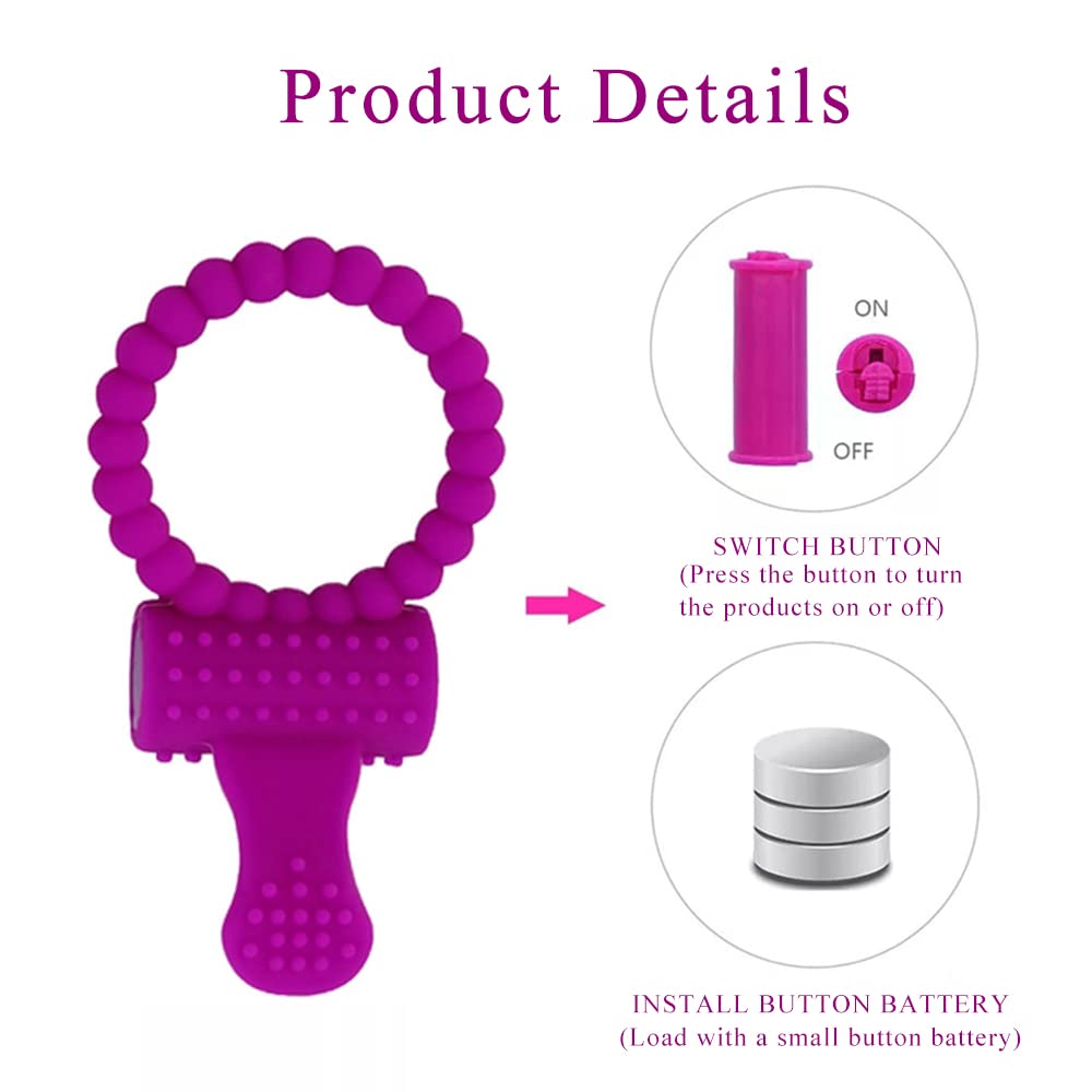 Vibrating Clitoral Stimulator Cock Ring, Silicone Penis Ring with Vibrator Ejaculation Delay Erection Enhance Adult Erotic Sex Toys for Men Couples