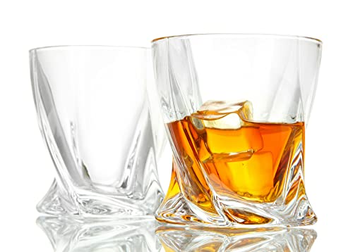 Whiskey Glasses set of 6 Crystal Old Fashioned Rock Glass Scotch Bourbon and Spirits 10 Ounce Liqueur Tumbler Thick Weighted
