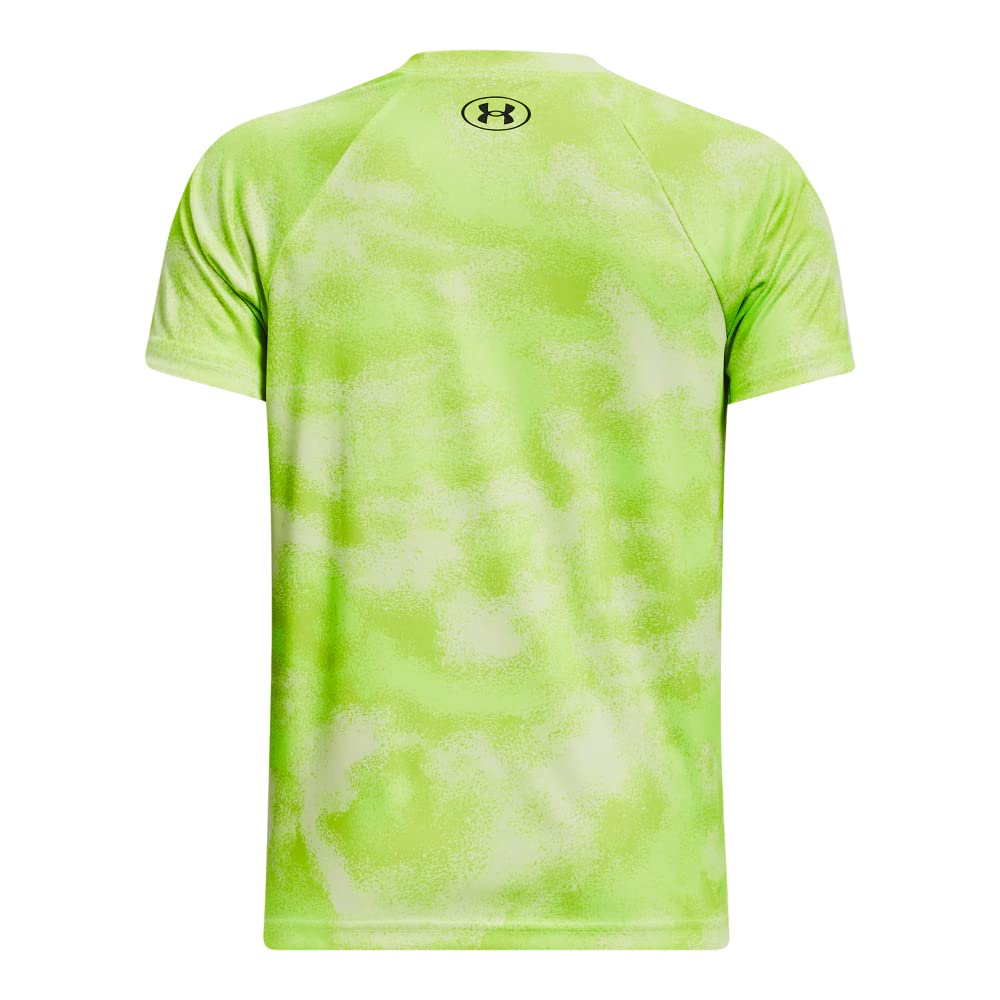 Under Armour Boys Tech Big Logo Printed Short-Sleeve T-Shirt, (370) Lime Surge / / White, Medium