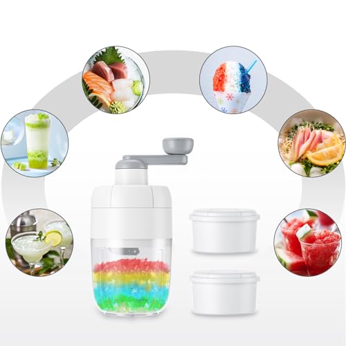 Yanpoake Manual Ice Shaver Snow Cone Machine Portable Shaved Crushed Ice Maker Crusher with 2 Free Ice Cube Tray for Home Outdoors Use