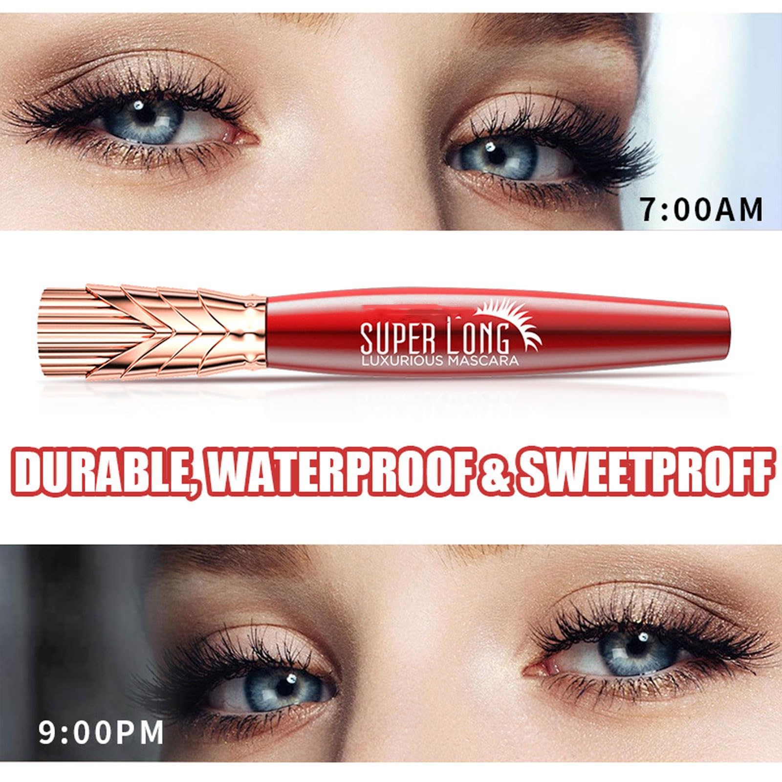 Yanquina Mascara, 4D Waterproof And Sweat Proof Mascara-Super Long Luxurious Mascara, 4D Long Curling Hold Makeup Mascara, 4D Stereo Lengthening Mascara, Instant Volumizing Mascara ( Color : 2pcs )