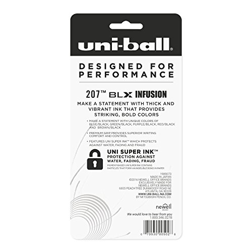 uni-ball 207 BLX Infusion Retractable Gel Pens, Medium Point (0.7mm), Assorted Colors, 5 Count
