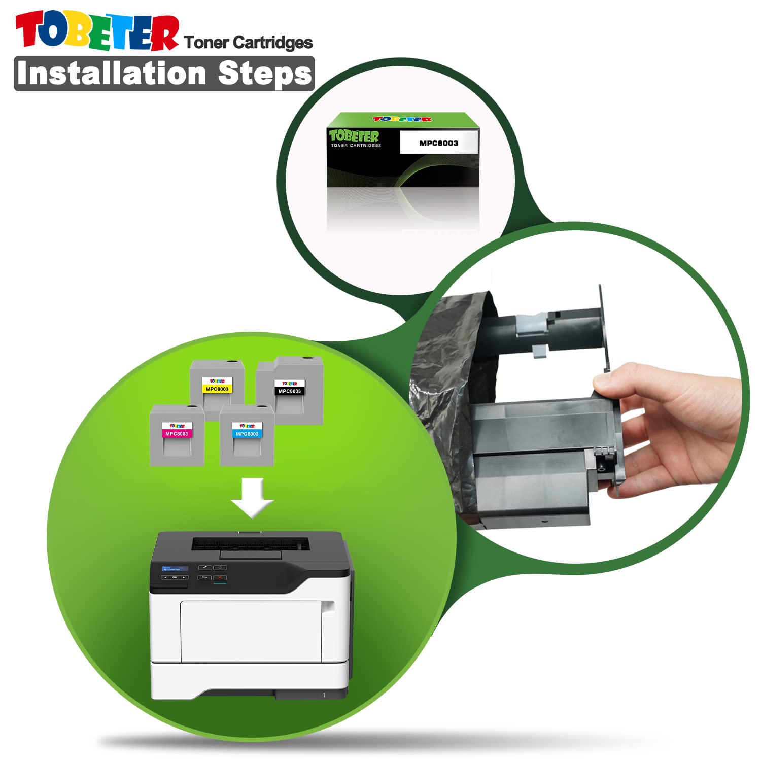 ToBeter Compatible MP C8003 Toner Replacement for MPC8003 842196 842197 842198 842199 Toner Cartridge for Lanier Savin IM C6500 IM C8000 MP C6503 MP C8003 Printers (BK/C/M/Y, 4 Pack)