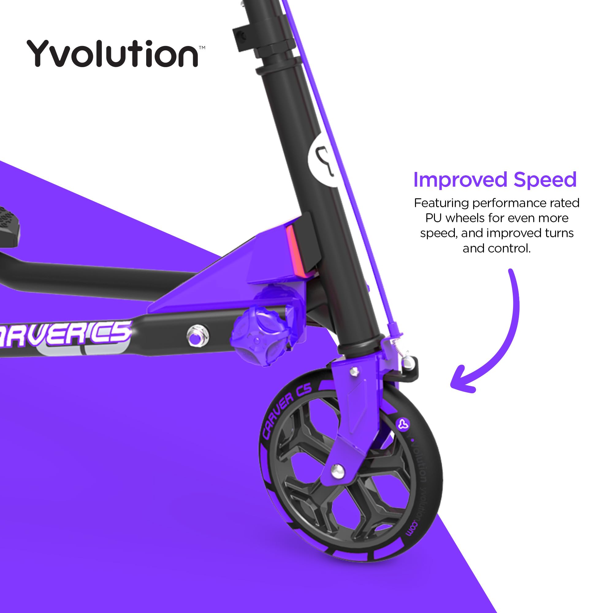 Yvolution Y Fliker Carver C5 Scooter 3 Wheels Foldable Wiggle Scooter Self-Propelling Drifting Scooter for Adults and Kids Ages 9+ Years Old