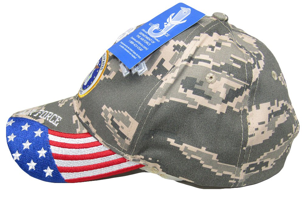 USAF United States Air Force USA Flag On Bill Digital ACU Camo Embroidered Cap