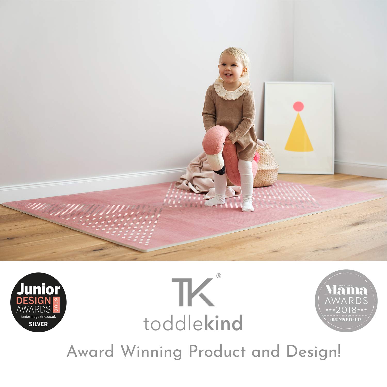Toddlekind Playmat -Prettier Play Mat- 4 x 6 feet Premium Quality Foam Play Mat for Babies/Toddlers, Stylish, Non-Toxic, Odorless (Ash Rose)