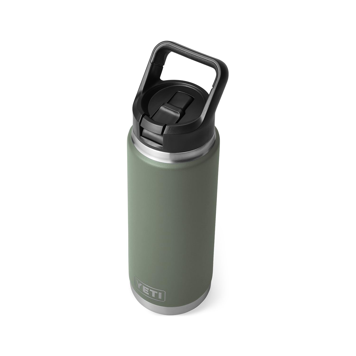 YETI Rambler 26 oz Bottle, Vacuum Insulated, Stainless Steel with Straw Cap, Camp Green