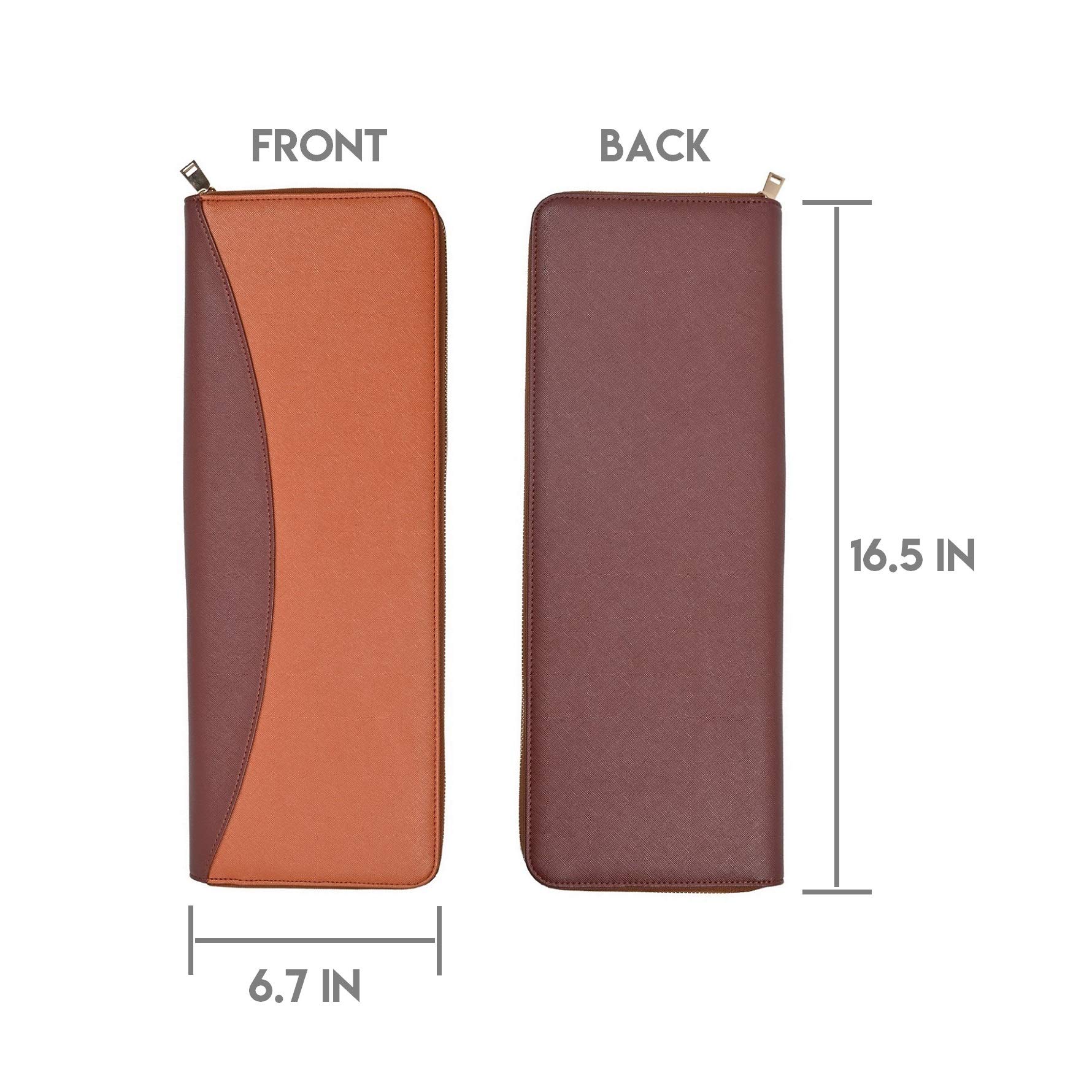 UTILE Tie PU Leather Storage Case for Travel β Holder for Mens Ties, Necktie, Bow Tie, Tie Bar and Cufflinks (17.3 x 6.7 x 1.6 Inches) (Brown, 1 Unit)