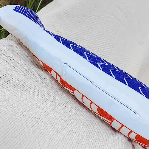 vineland Unique Throw Pillow Fish Shapped Novelty Decorative Pillow, 5x16 Inch, Orange and Blue