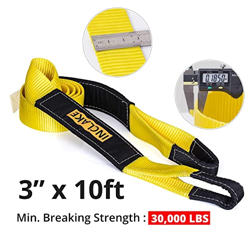 Tow Strap Recovery Kit-3'' x 10ft (30,000 lbs. Break Strength) +3/4" D Ring Shackles (62,831 LBS Break Strength)(2pcs.)-Heavy Duty Recovery Kit -Off Road Towing Accessory for Jeeps & Trucks Yellow