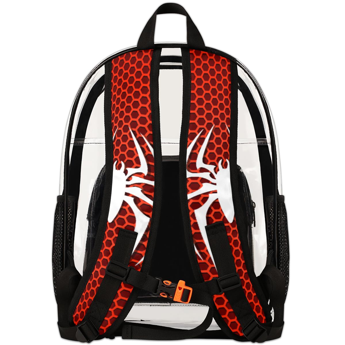 Yzrwebo Spiders Pattern Heavy Duty Clear Backpack Geometric Large See Through Backpacks PVC Transparent Backpack Clear Bag for Women Men Security Stadium Work Travel Events Concert
