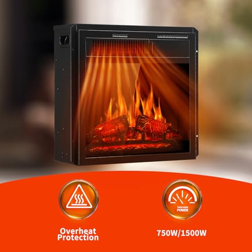 ZAFRO 36" Electric Fireplace Mantel Indoor Use with Realistic Dancing Flames,Package Freestanding Fireplace Heater,Overheat Protection,Brown Wooden Frame,7 Flame Brightness,Remote Control,750W/1500W