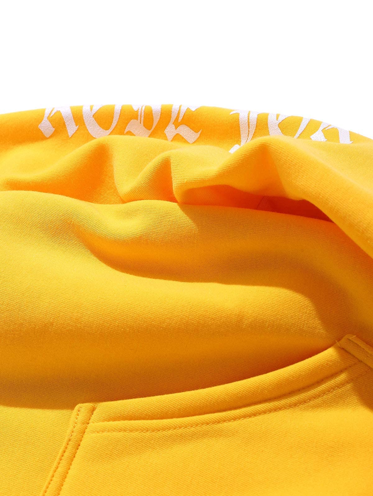 ZAFUL Men's Fleece Hoodie Unisex Rose Letter Print Hooded Pullover Kangaroo Pocket Sweatshirt Yellow XL