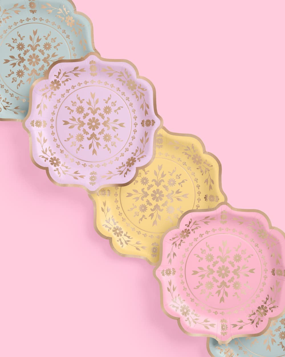 xo, Fetti Pastel China Plates - 24 pack, 9" | Birthday Party Decorations, Bachelorette Garden Party, Easter Party, Cool Cake Plates, Tea Partea